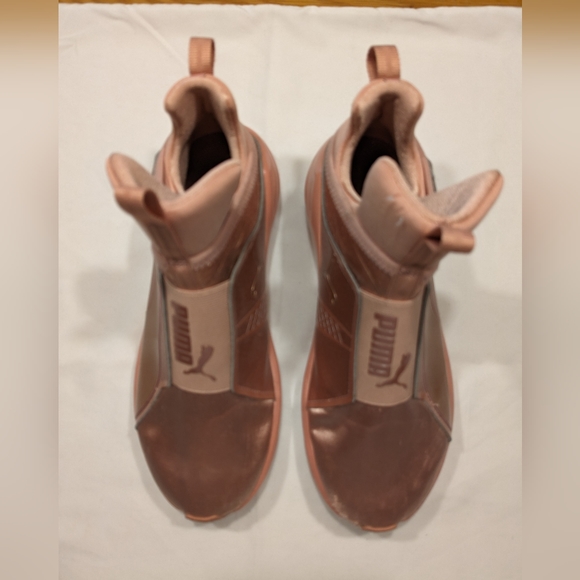 Puma | Shoes | Puma Pink Metallic Slipon High Top Sneakers 85 M | Poshmark